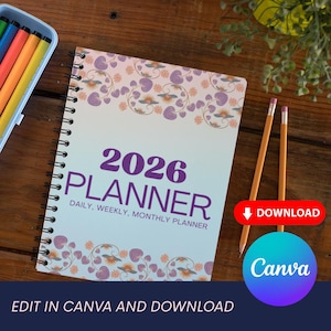 2026 Planner: Customizable Weekly & Monthly Organizer (canva Template ...