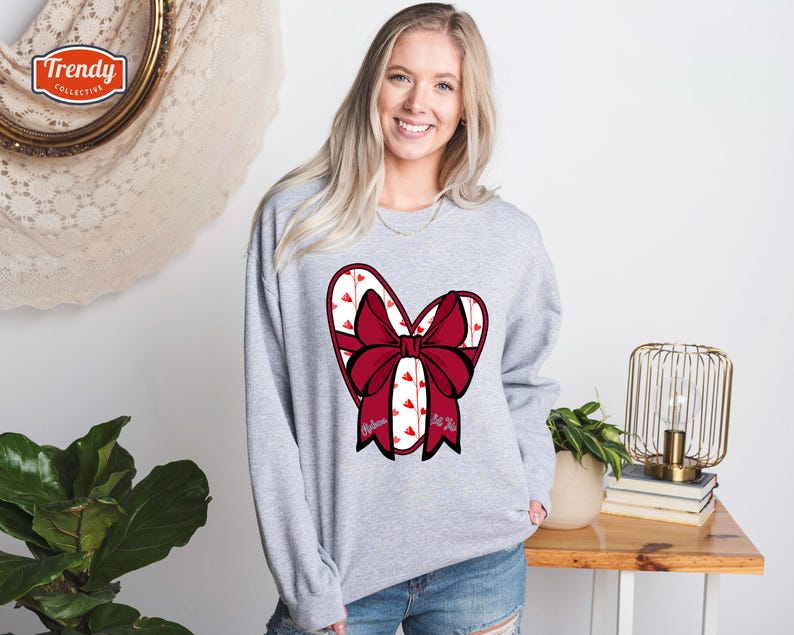 Coquette Valentine Bama Sweatshirt, Heart Bow Football Moms Shirt ...