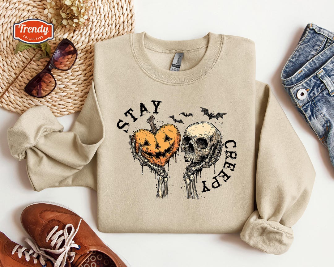 Skull Pumpkin Halloween Sweatshirt: Creepy Skeleton Hand Hoodie - Etsy