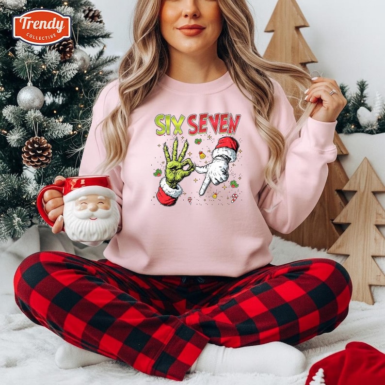 Six Seven Meme Christmas Sweatshirt, Viral Gen Z Humor Gift - Etsy