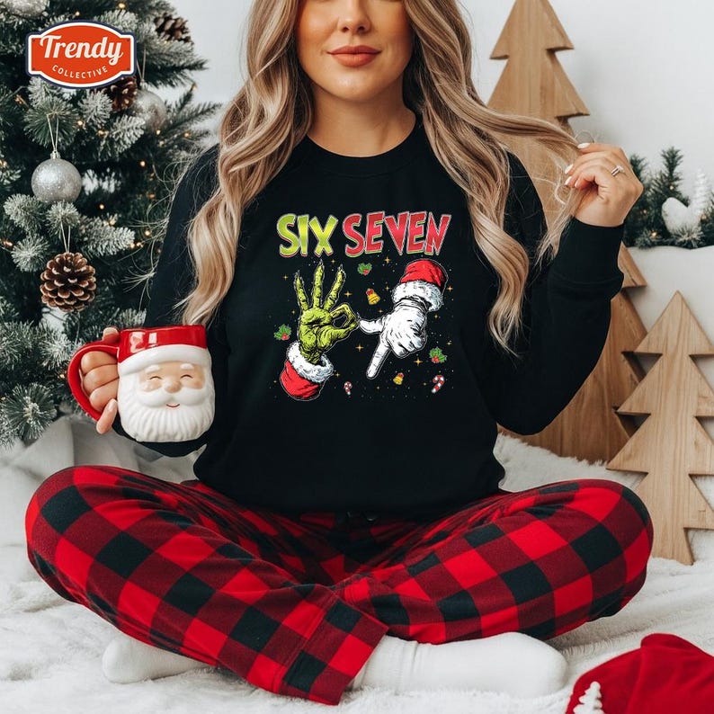 Six Seven Meme Christmas Sweatshirt, Viral Gen Z Humor Gift - Etsy