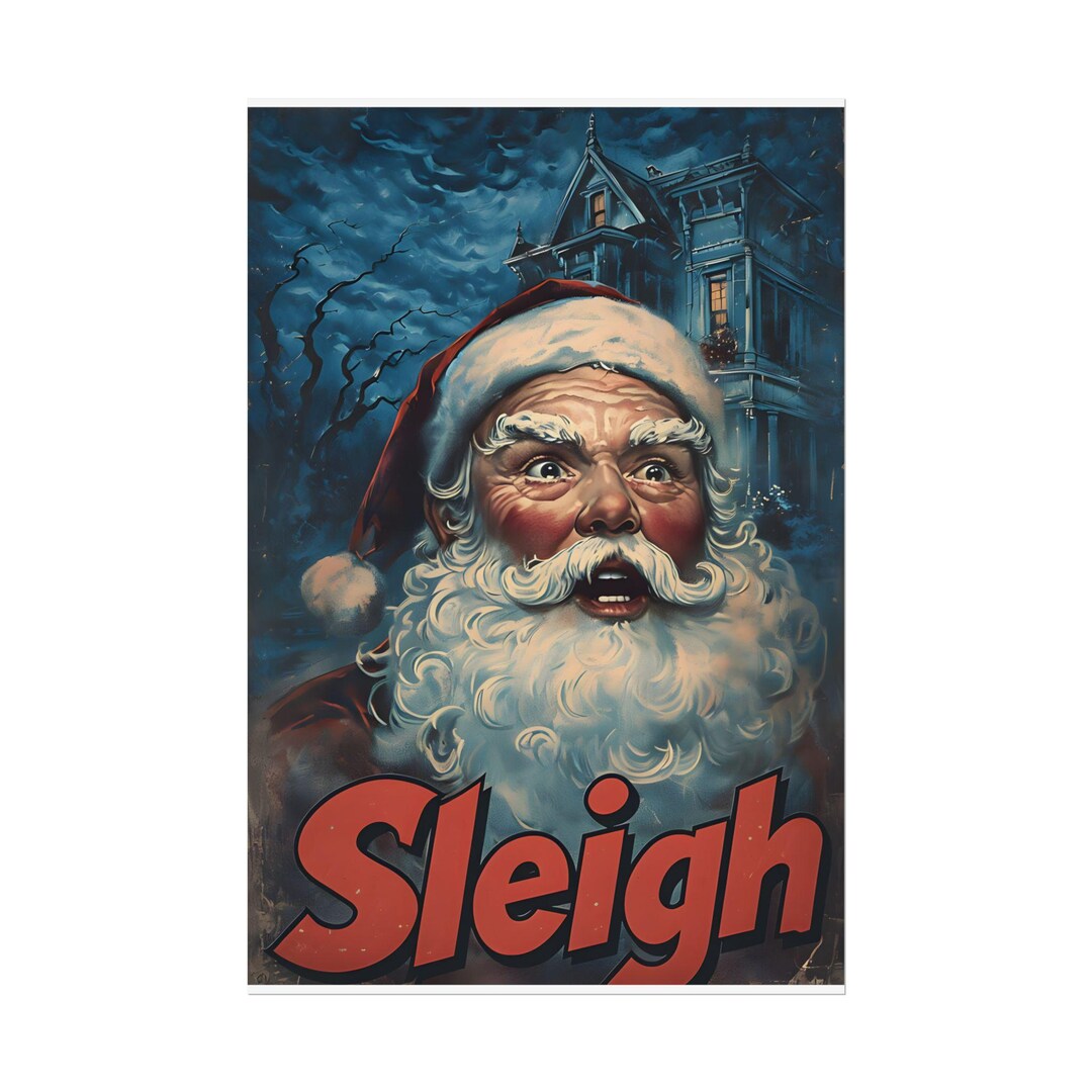 Horror Santa Poster, Funny Rolled Poster Christmas Wall Art, Creepy ...
