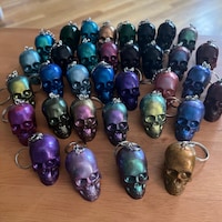 Personalized Hand-painted Skull Keychain for Punk Style - Halloween ...