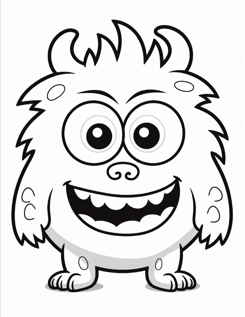 Monster Coloring Pages for Adults and Kids of All Ages. Digital ...