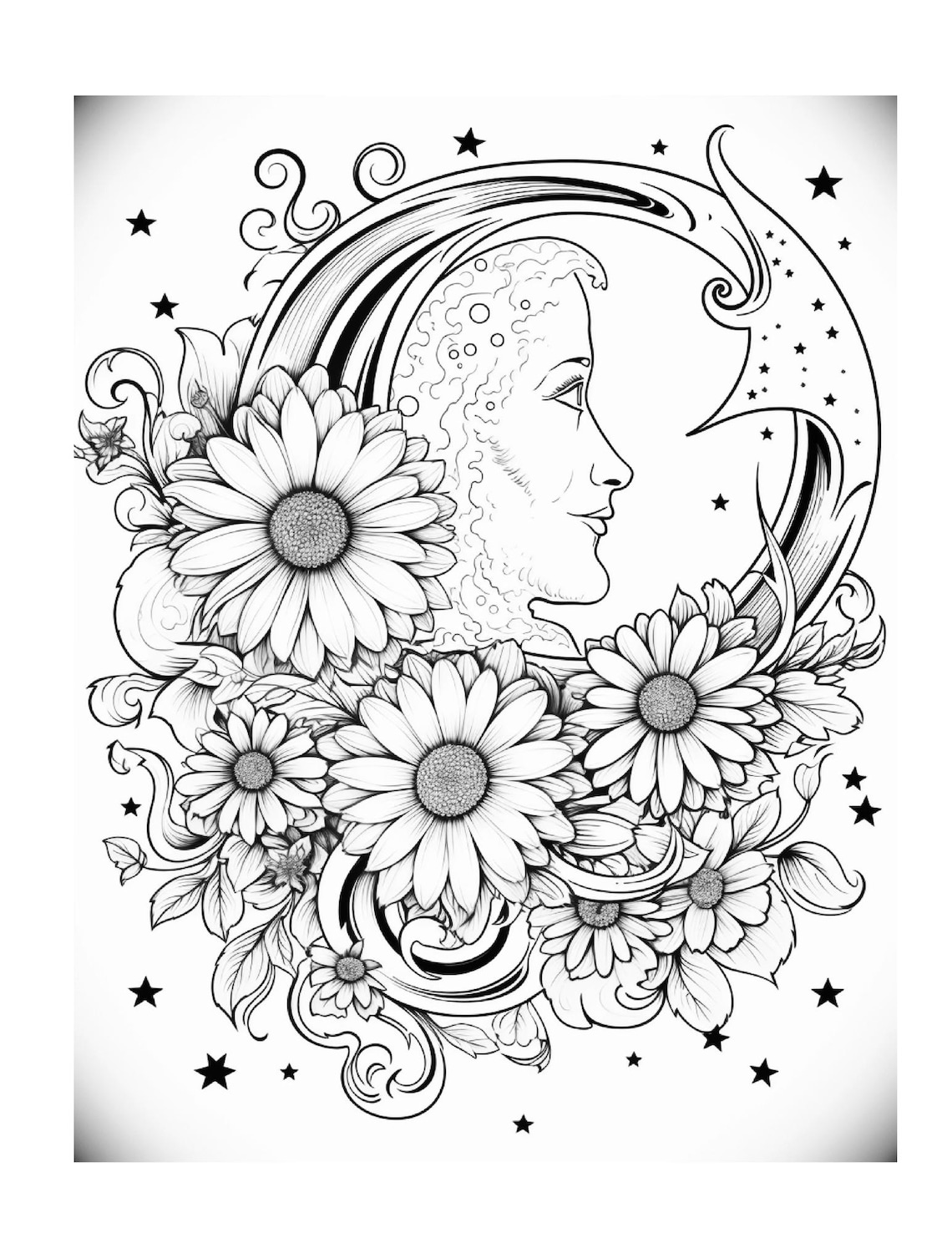 Moon Goddess Coloring Pages: Intricate Celestial Illustrations 10 Pages ...