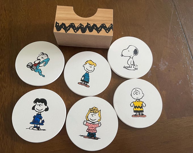 Personalized Snoopy Coaster Set: Nostalgic Drink Coasters With Holder ...