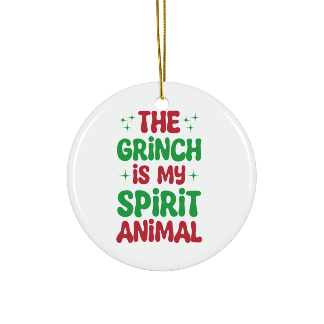Grinch Spirit Animal Ceramic Christmas Ornament, White Elephant Gift - Etsy