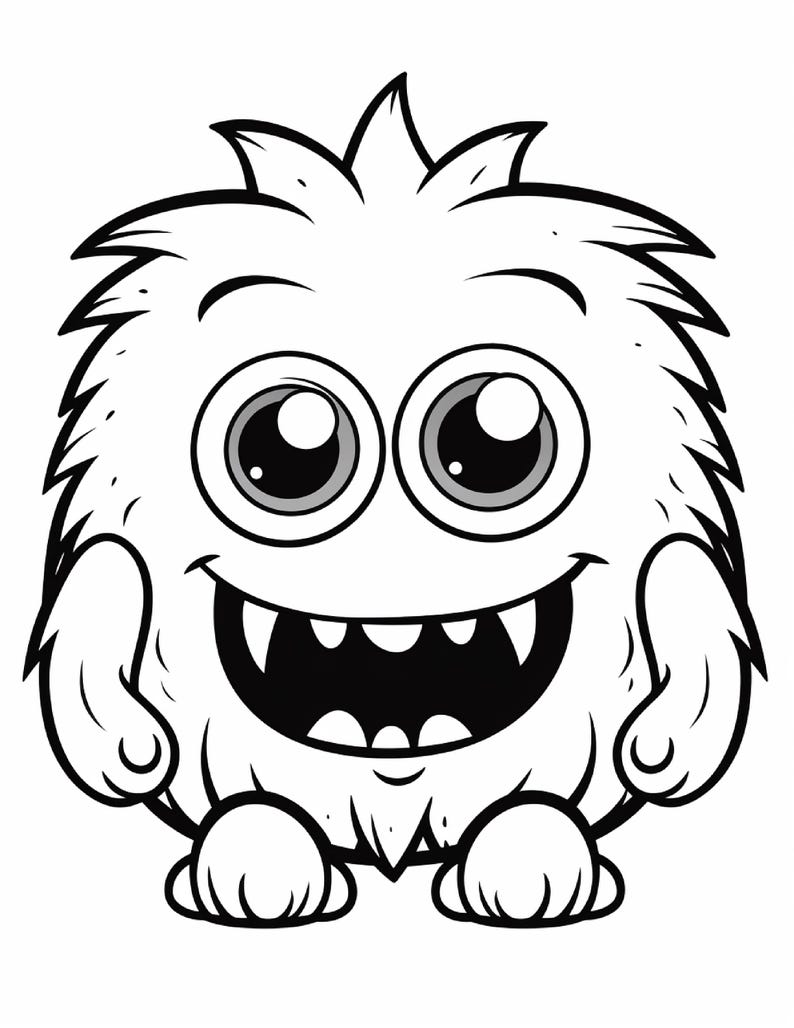 Monster Coloring Pages for Adults and Kids of All Ages. Digital ...