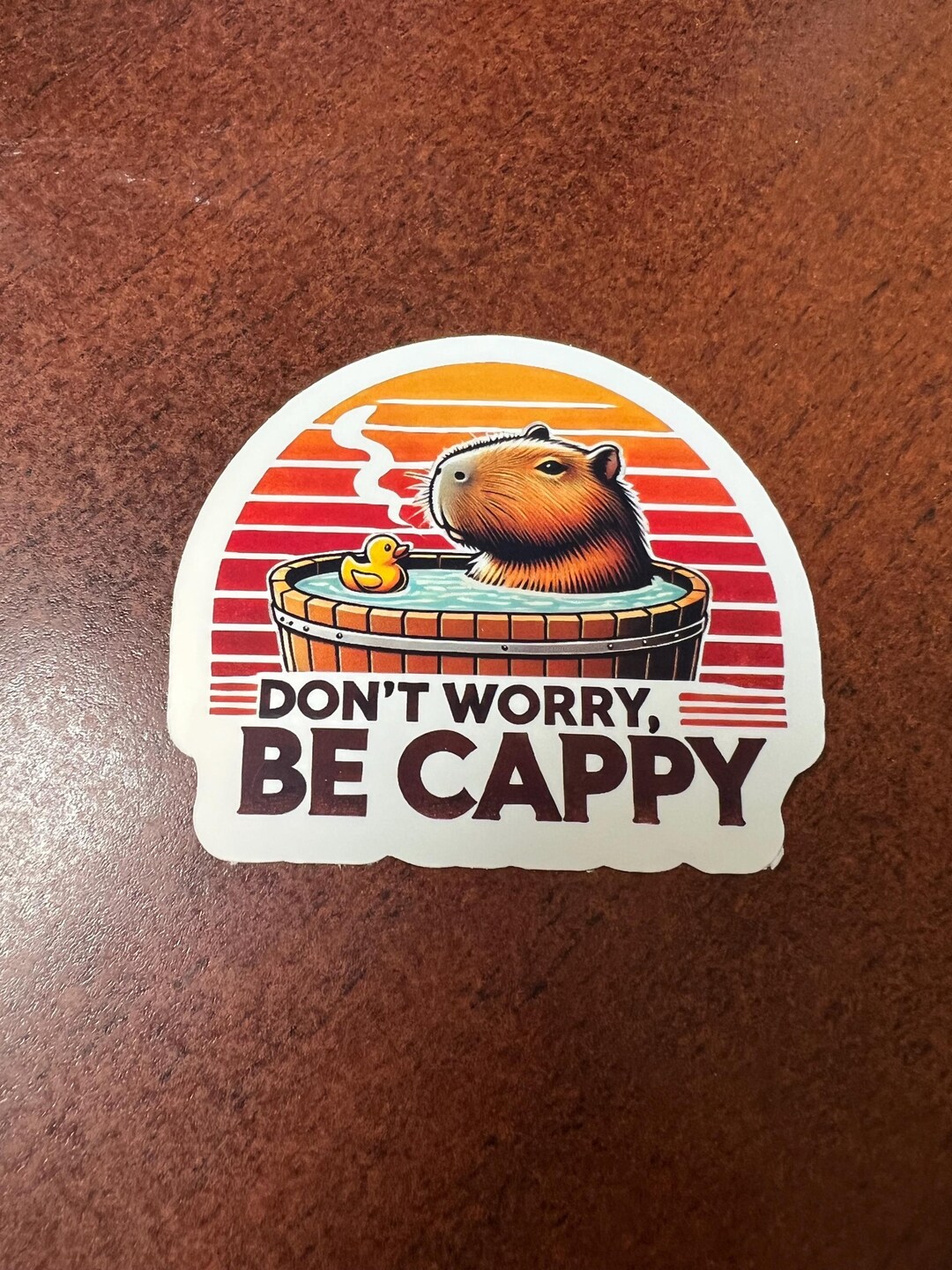 Whimsical Capybara Vinyl Sticker. Don't Worry Be Cappy Decal for Phone ...