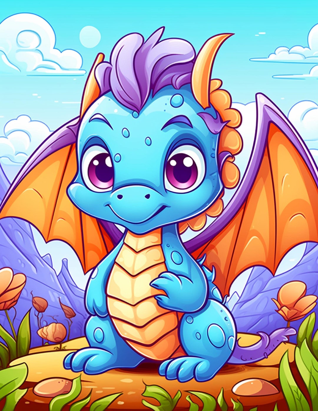 Cute Baby Dragon Coloring Pages. Digital Download, Immediate Access to ...