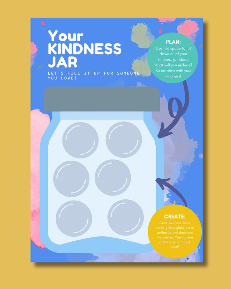 YOUR KINDNESS JAR A4 Printable Poster Activity for Kind Kids Worksheet ...