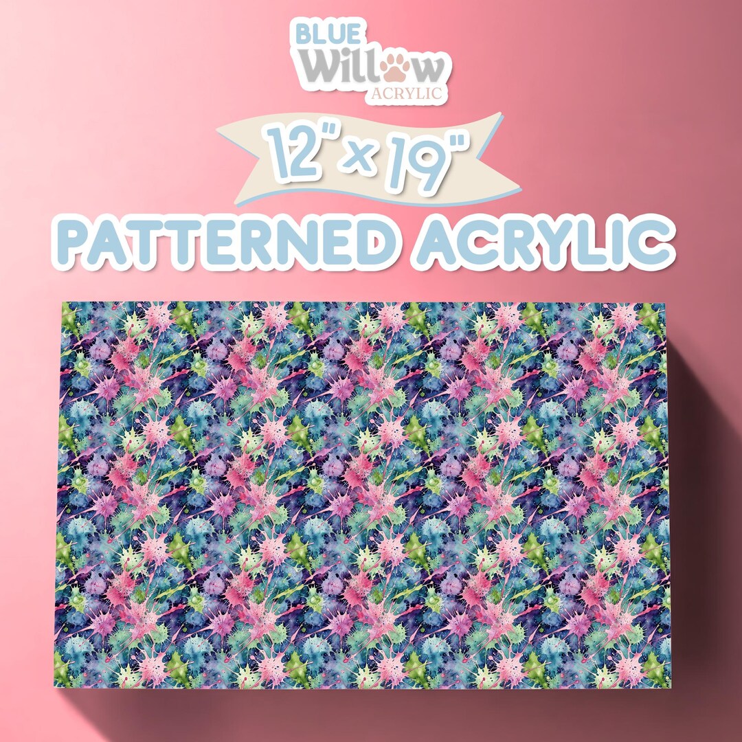 12" X 19" Laser Ready Patterned Acrylic Sheet, Paint Splatter, Unique ...