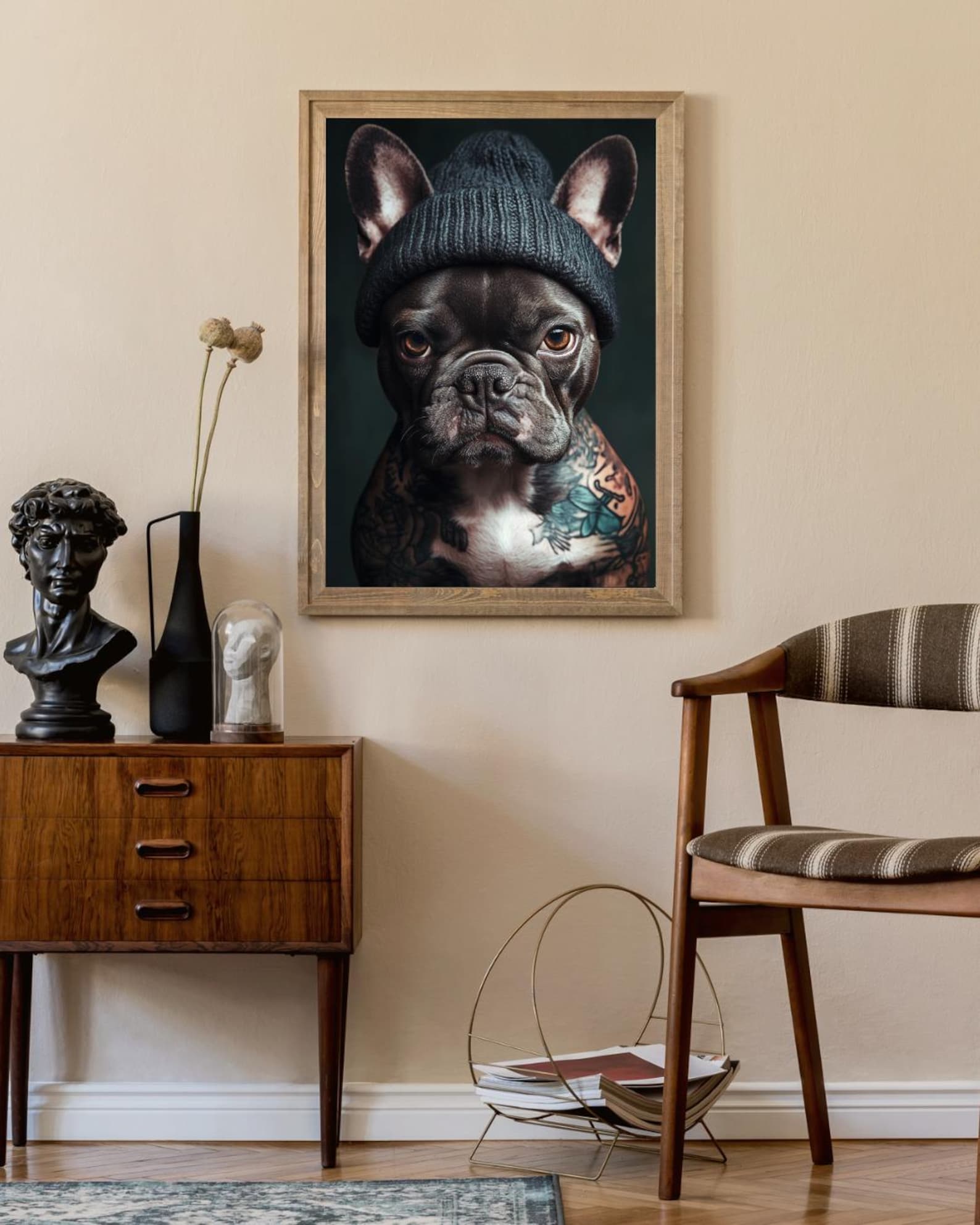 French Bulldog Print, Dog Wall Art, Frenchie Poster, Realistic Animal ...