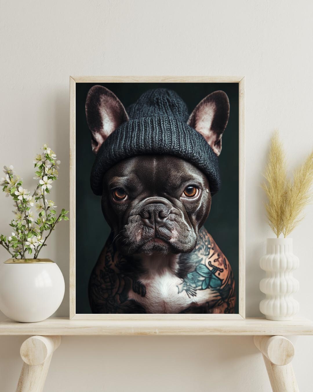 French Bulldog Print, Dog Wall Art, Frenchie Poster, Realistic Animal ...
