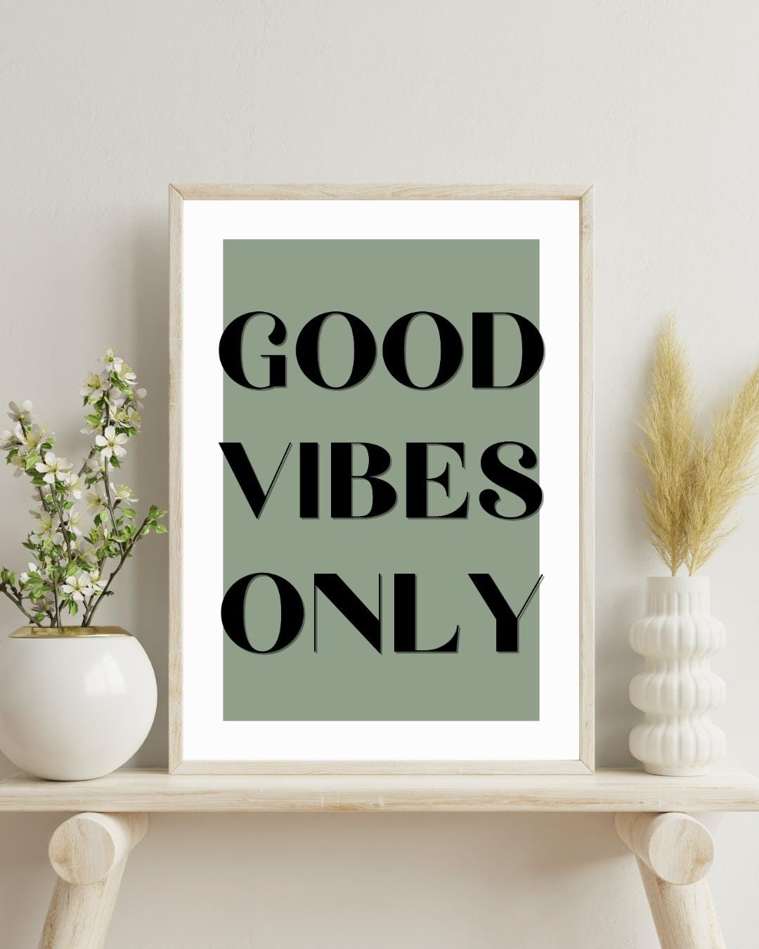 Motivational Poster, Green Positive Quote Print, Cute Wall Art ...