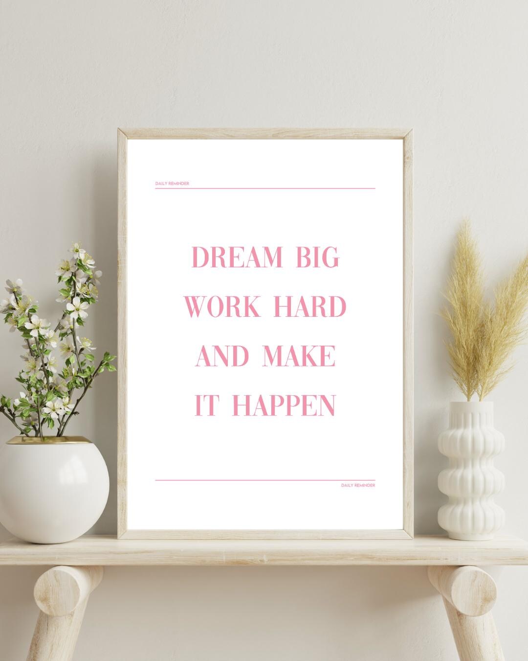 Motivational Poster, Pink Positive Quote Print, Cute Pink Wall Art ...