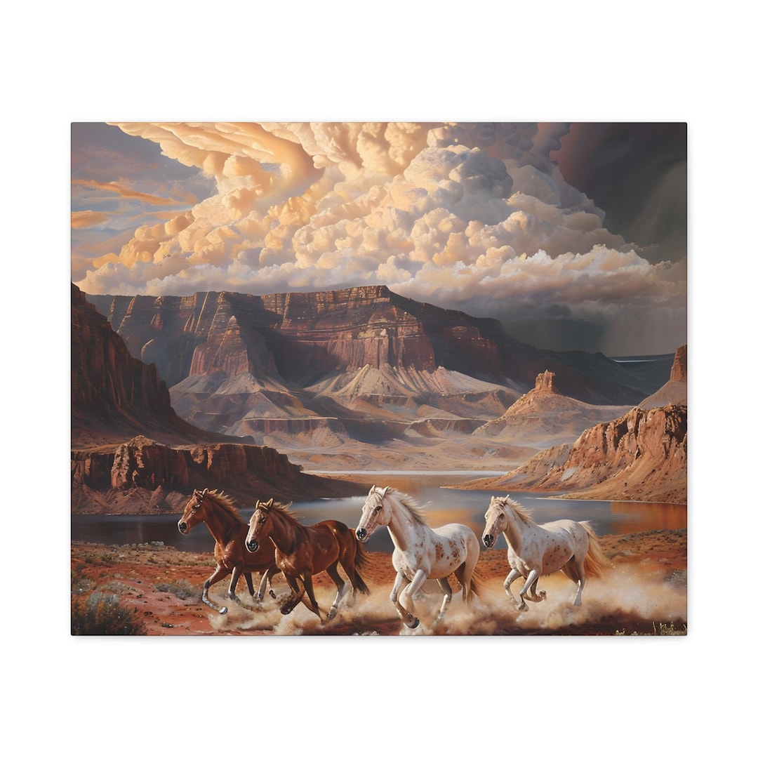 Vintage Landscape Cowboy Oil Painting, Western Wall Art, MAGGIORI Vibes ...