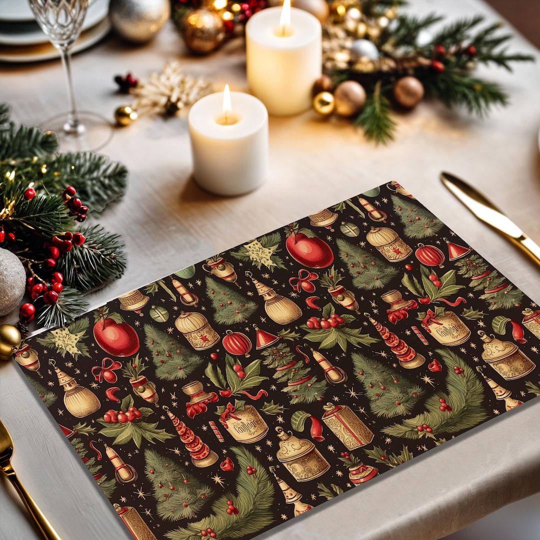 Classic Traditional Christmas Placemat 1 Xmas Decoration Ornaments ...