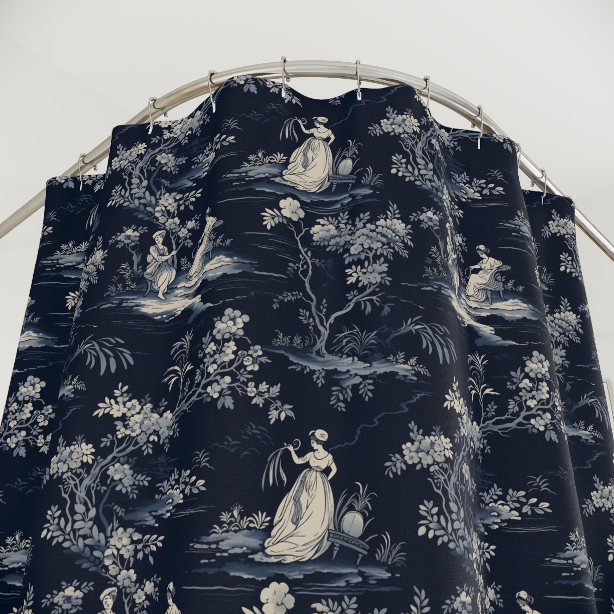 Elegant French Toile De Jouy Shower Curtain, Chinoiserie, Romantic ...