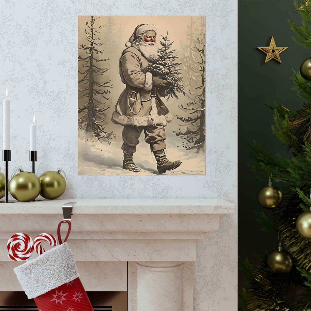Vintage Santa Vintage Santa Print, Printable Father Christmas Sketch ...