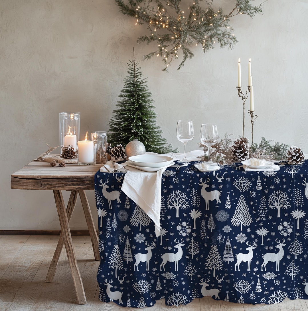 Scandinavian Christmas Tablecloth Norwegian Swedish Folk Art Nordic ...