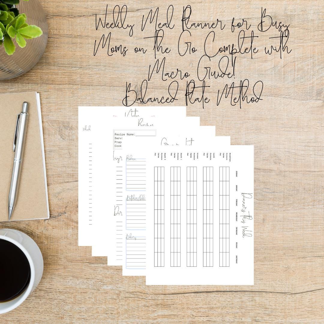 Weekly Meal Planner_balanced Plate Method - Etsy