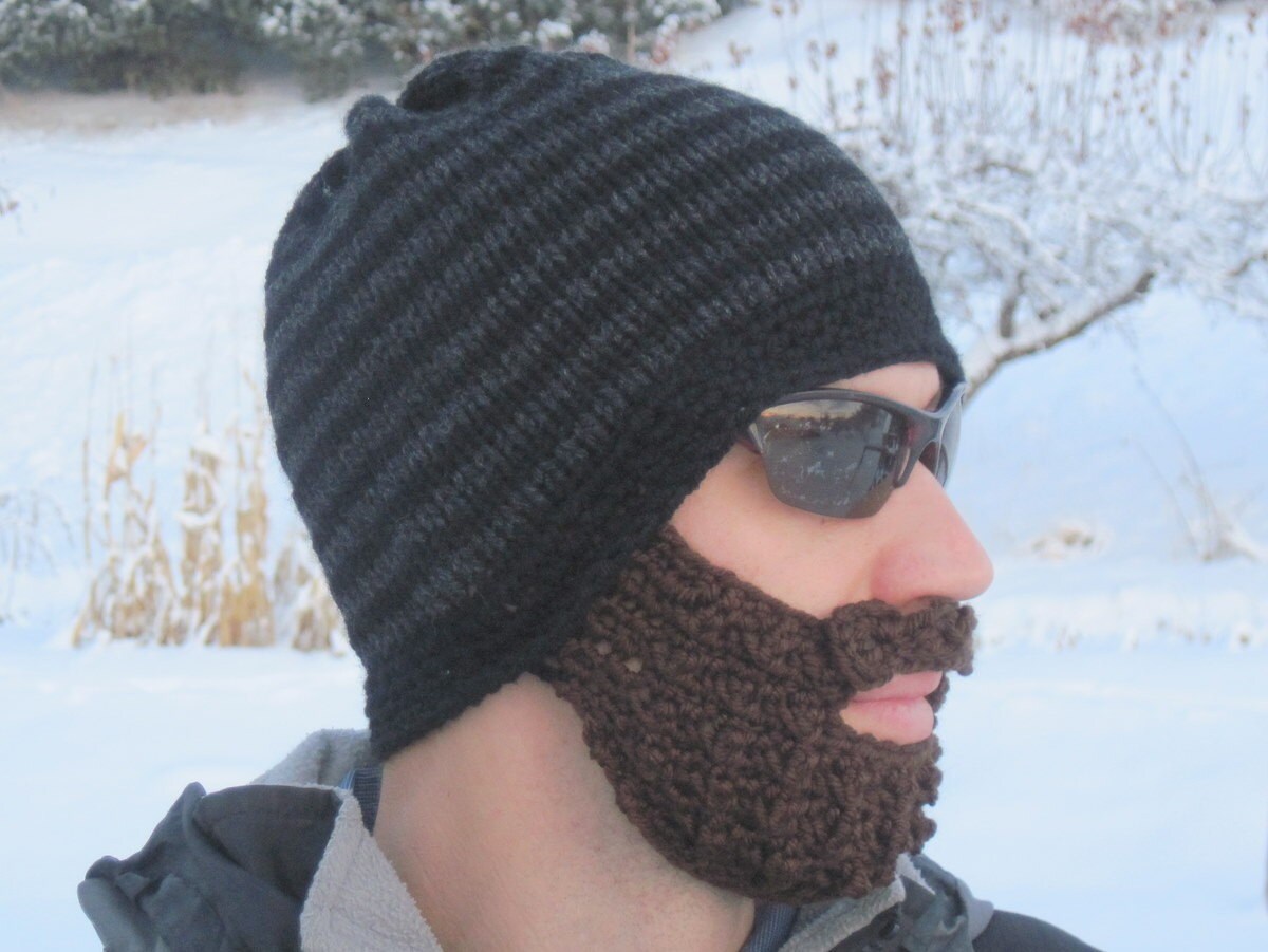 Beard Beanie Mens Large Hat the Original Beard Beanie™ - Black and ...