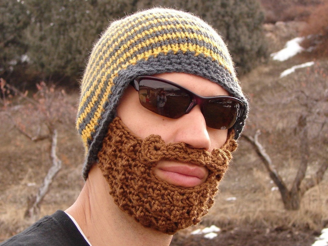 Crochet Beard Beanie, Knit Beard Hat, Mens Beard Cap the Original Beard ...