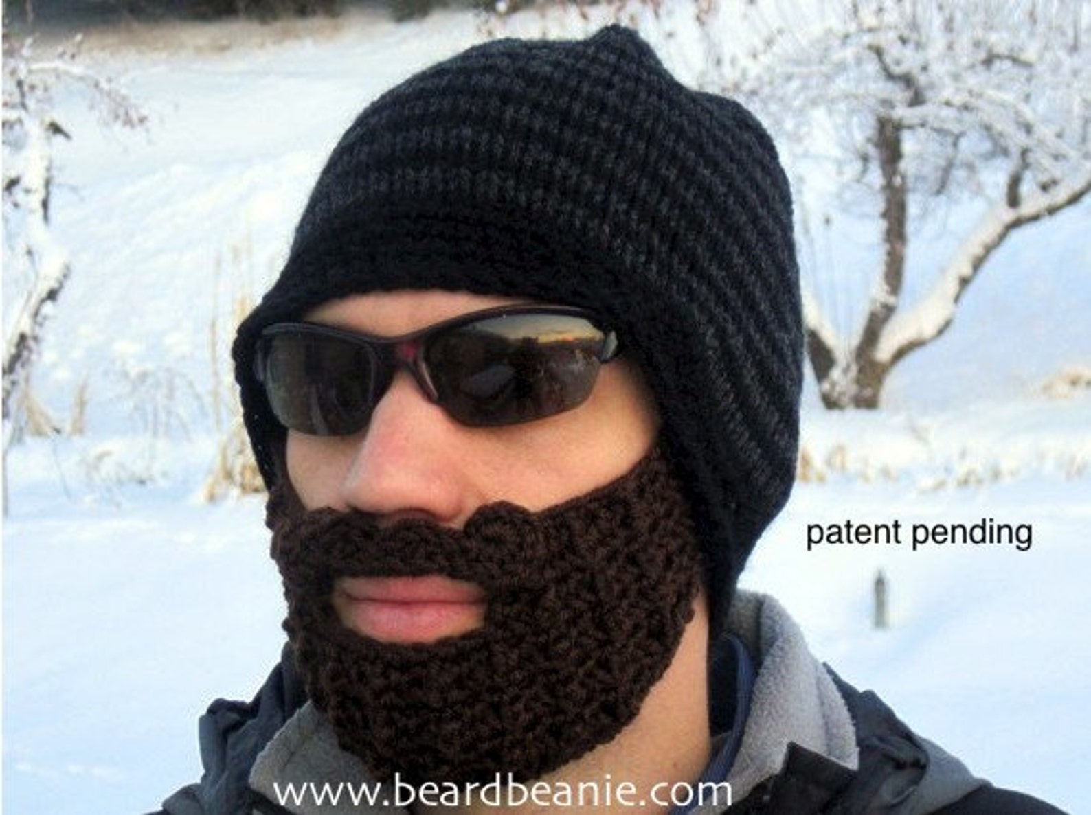 Crochet Beard Hat, Black Hat With Beard, Mens Beard Hat, the Original ...