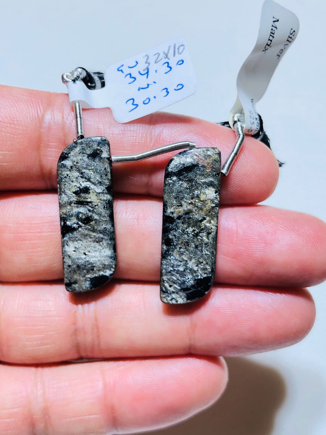 Silver Matrix Gemstone Beads, 32x10 Fancy Shape Dropsto Make Jewelry - Etsy