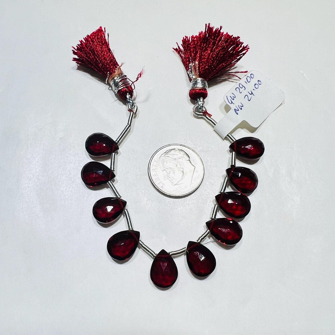 Garnet Quartz Gemstone Beads, 8x11 Almond Shape Briolette Drops to Make ...