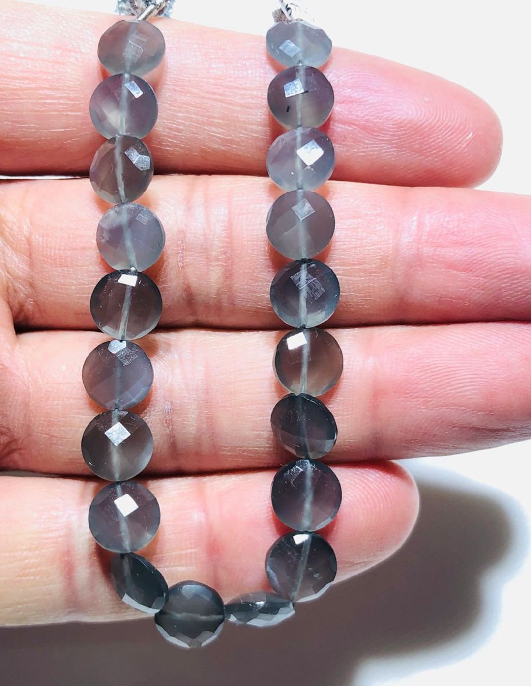 Gray Moonstone 8mm Coin-shape Gemstone Beads - Etsy