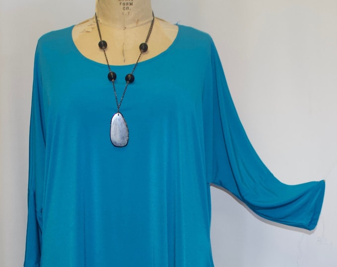 Lagenlook, Plus Size Tunic Top, Coco and Juan, Turquoise, Traveler Knit ...