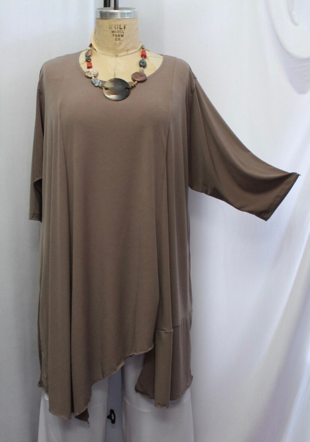 Plus Size Tunic Top, Asymmetrical Tunic Top, Coco and Juan, Mocha ...