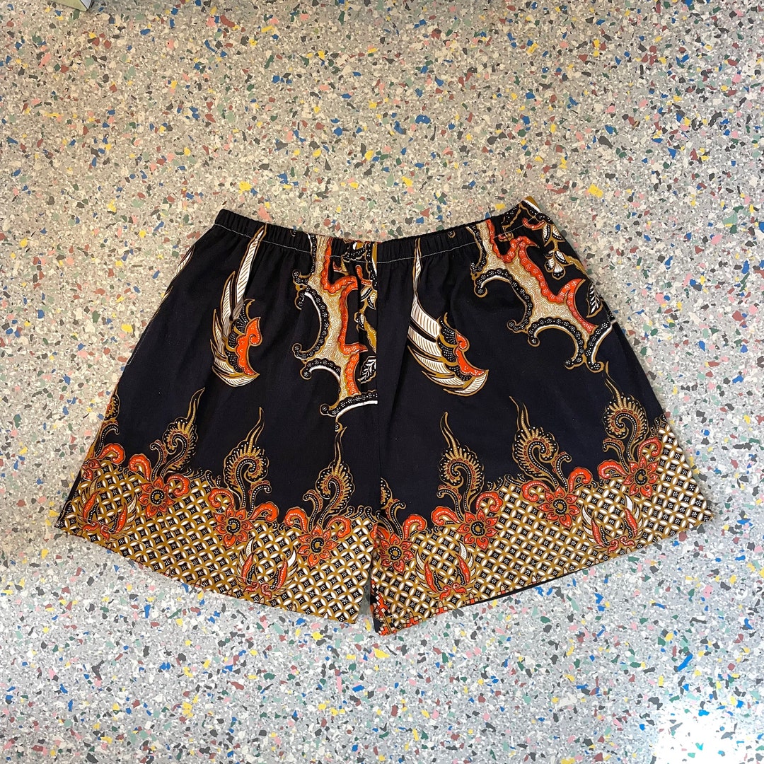 Upcycled, Repurposed, Cotton Fabric. Women's Shorts, Handmade, Black ...