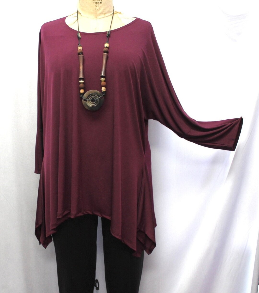 Lagenlook, Plus Size Tunic Top, Coco and Juan, Plum, Traveler Knit ...