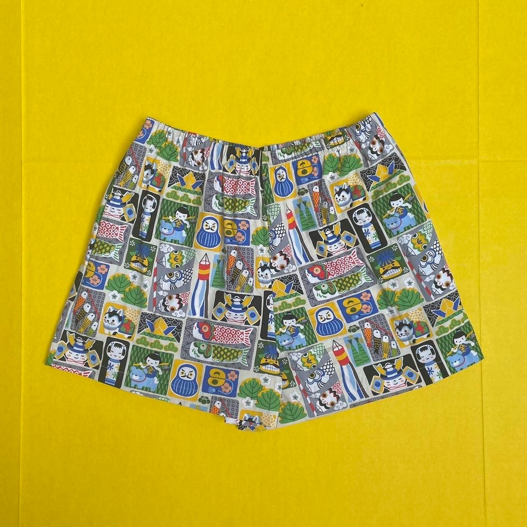 Up Cycled, Repurposed Fabric, Handmade Shorts, Kokopelli, Print, Blue ...