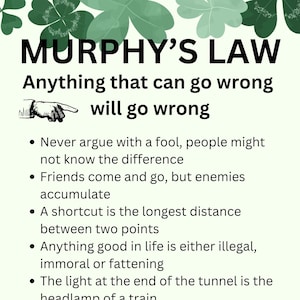 Murphy's Law Anything That Can Go Wrong Will Go Wrong Digital Download Customizable Sizes Quote ...