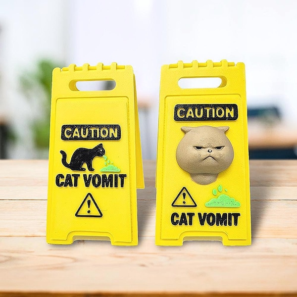 Cat Vomit Warning Sign - Etsy