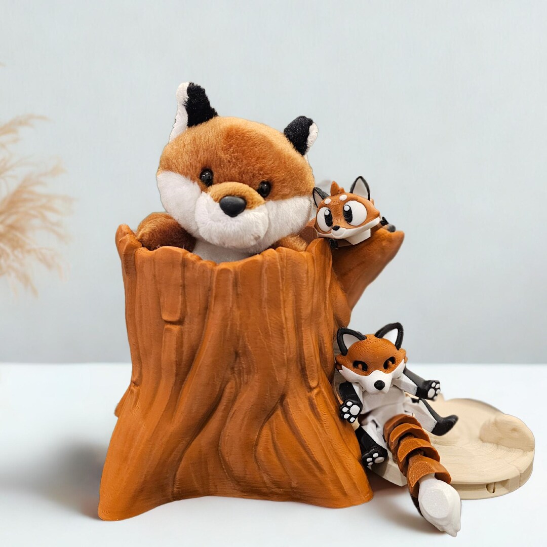 3D Printed Fox Fidget Toy | Articulated Orange Fox Sensory Toy | Tree ...