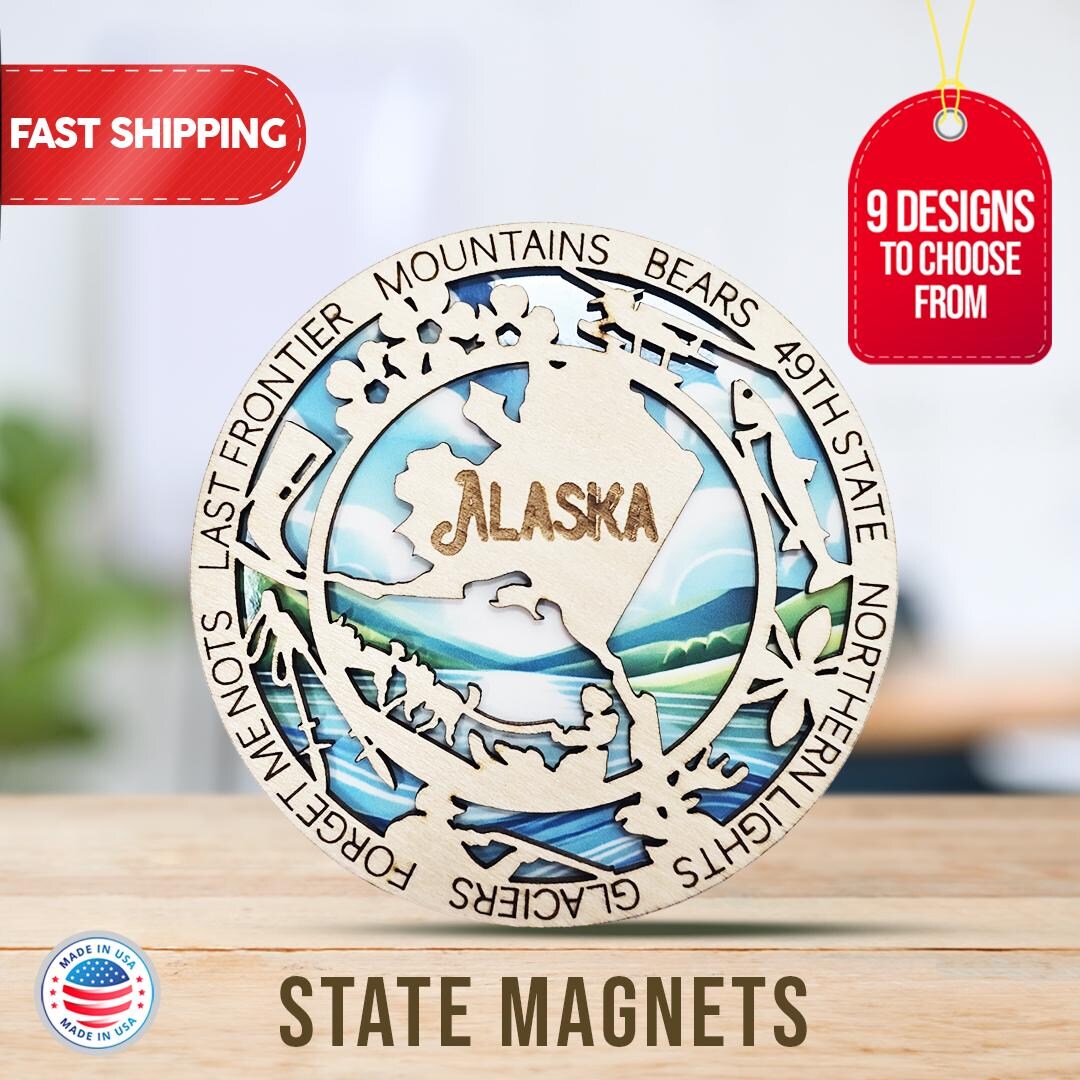 Alaska State Fridge Magnet | Travel Souvenir Magnet | Unique Alaska ...