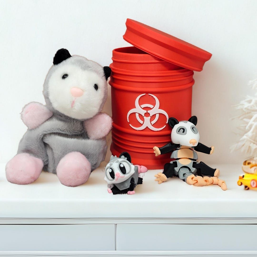 Opossum Figurine Bundle 3D Printed | 2 Opossums + Opossum Plush Toy ...