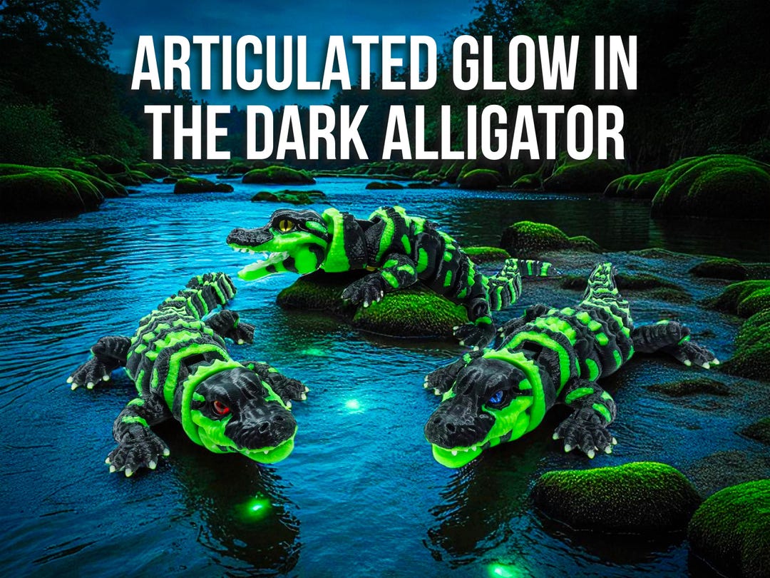 Alligator Figurine 11.75in Glow in the Dark 3d Printed | Articulated ...