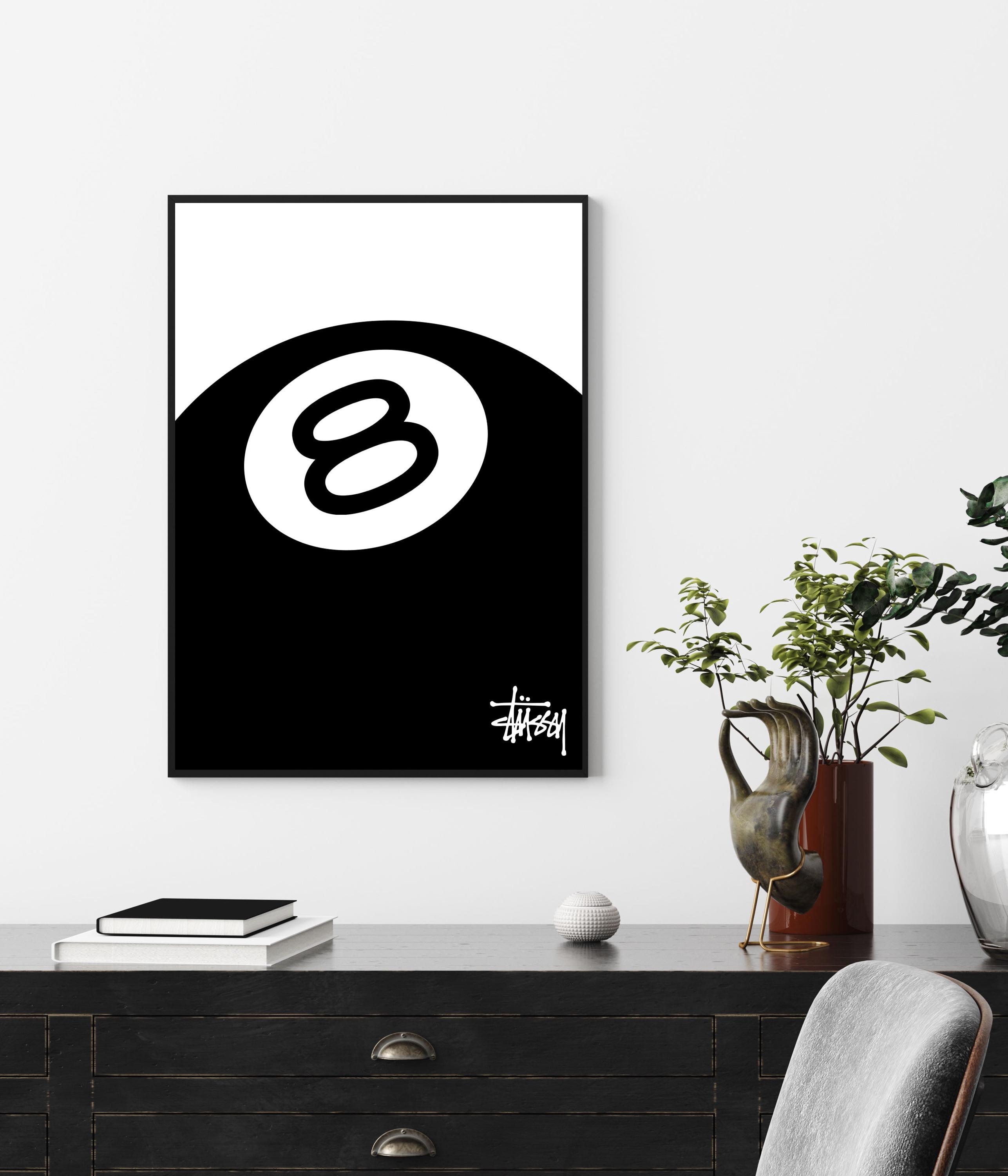 8 Ball Poster, Streetwear Wall Art, Retro Urban Decor, Black and White ...