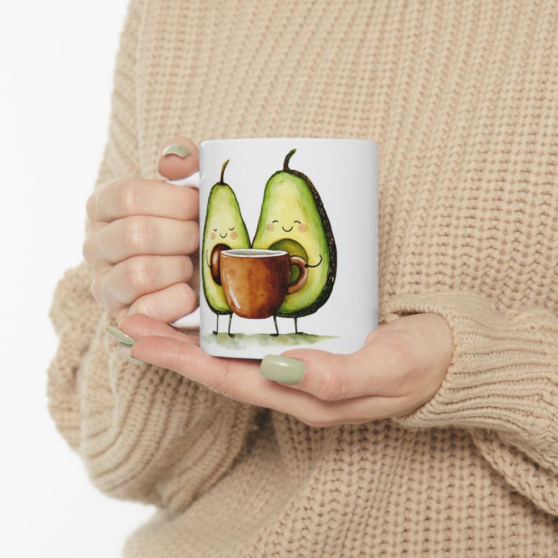 Cute Avocado Ceramic Mug – Gift for Coffee Lovers - Etsy