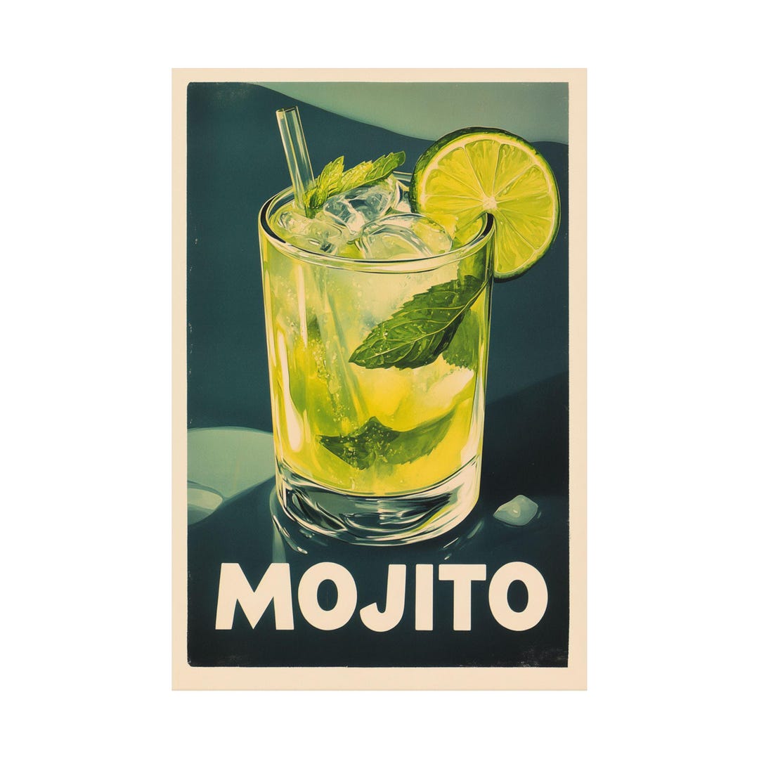 Vintage Mojito Poster: Retro Cocktail Art Print, Bar Decor - Etsy