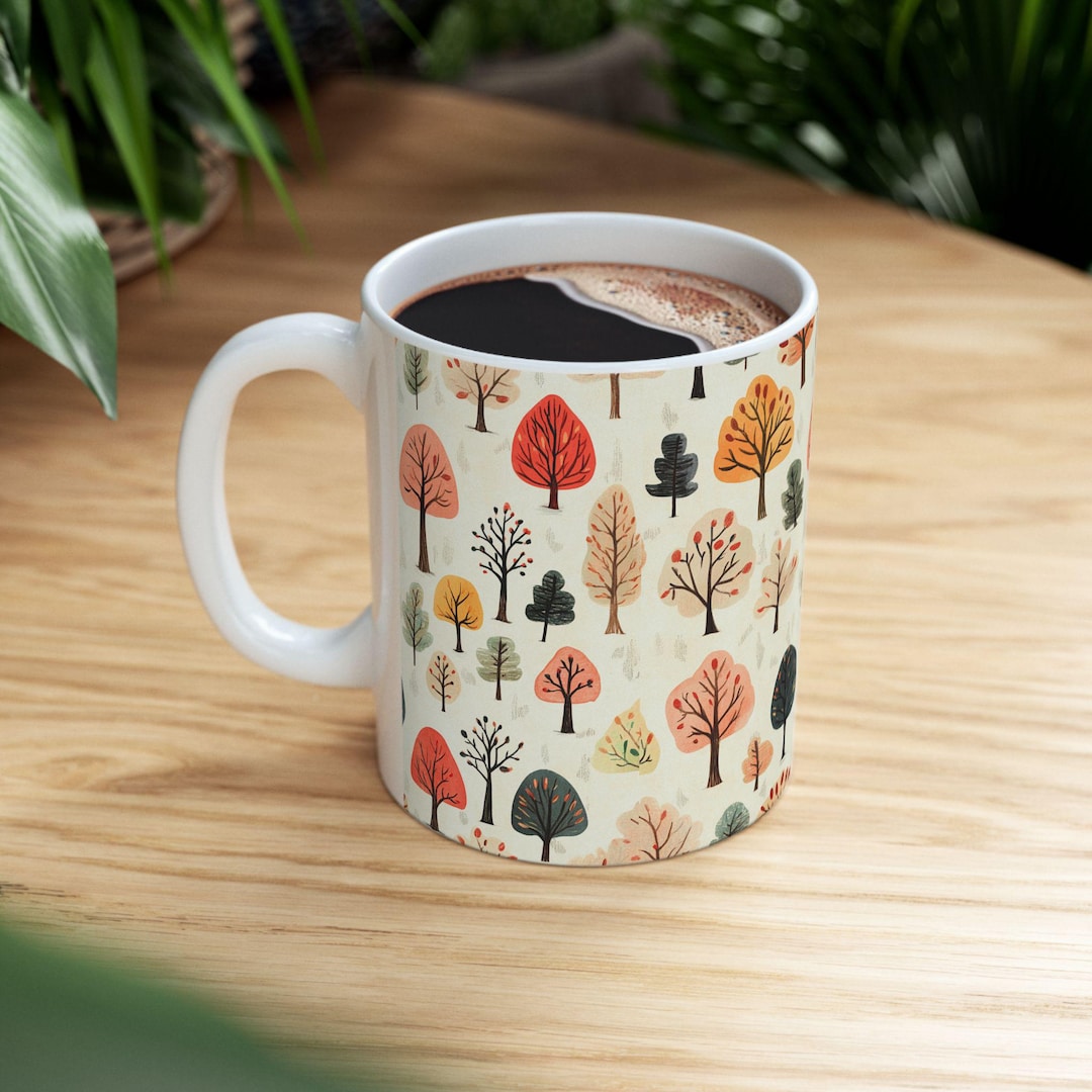 Forest Tree Pattern Ceramic Mug: Nature Lover Gift - Etsy