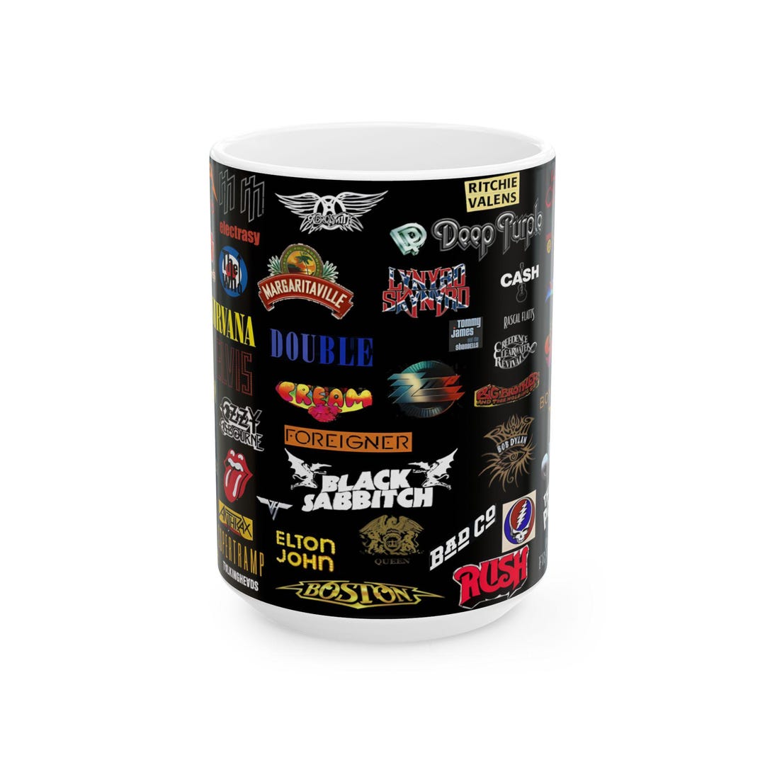 Retro Rock Band Ceramic Mug: Music Lover Gift, Vintage Album Art (15oz ...