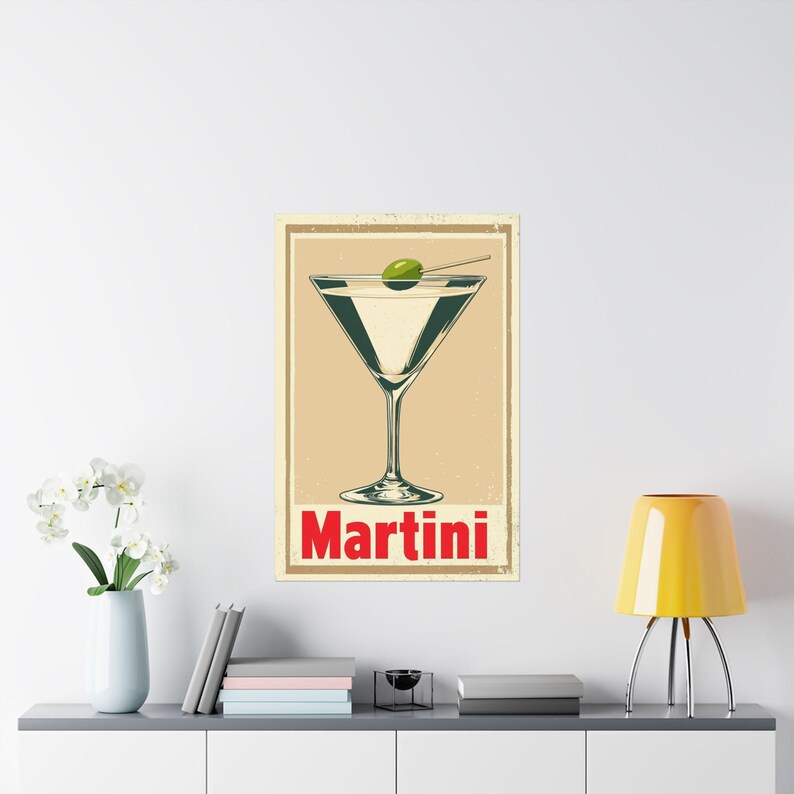 Vintage Martini Bar Poster, Retro Cocktail Wall Art, Home Decor, Gift ...