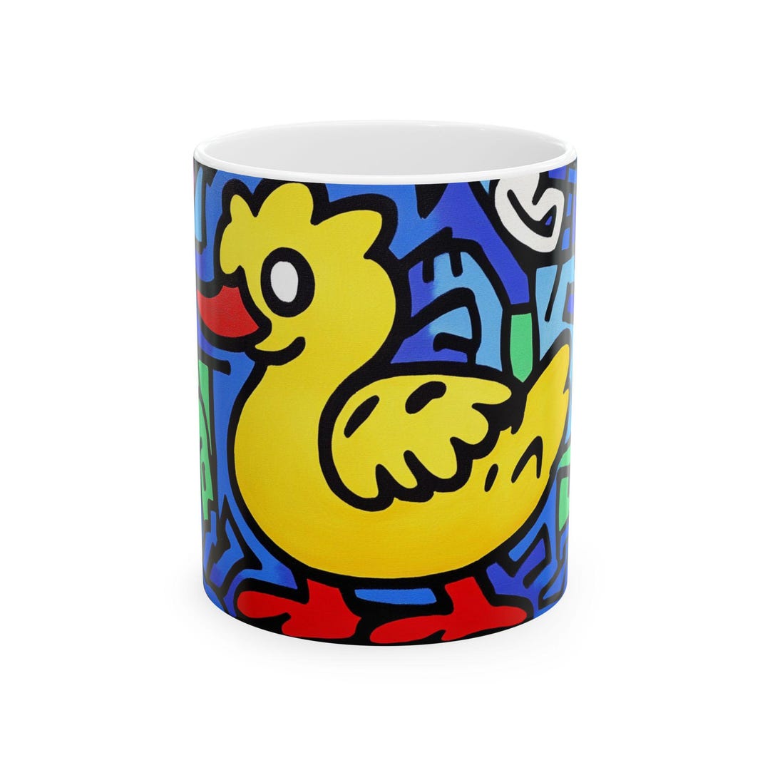 Playful Yellow Duck Ceramic Mug, Cute Coffee Cup, Fun Gifts for Kids ...